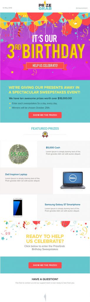 Email Campaign Design Prize Grab Interface / UI UX | 11thAgency